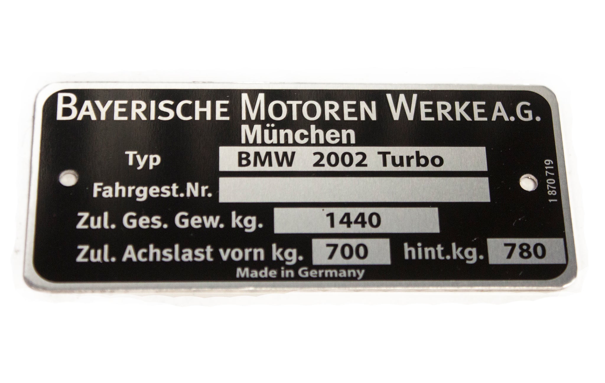 Classic BMW VIN Plates (Stamped) – Coupeking - BMW Restoration Parts ...